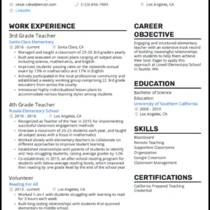 Writing an A+ Teacher Resume - iteach